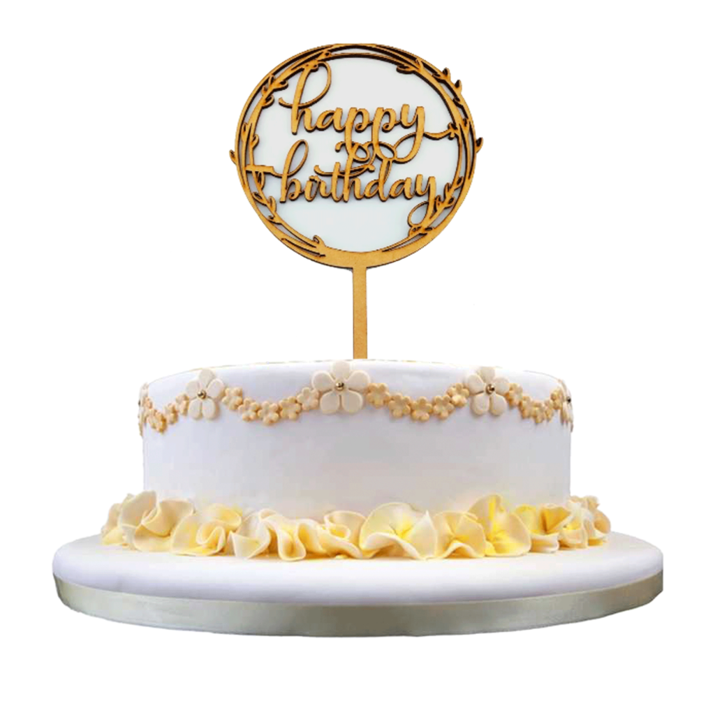 Topper De Madera Para Tortas Happy Greco Color Crudo – Panchis Cakes