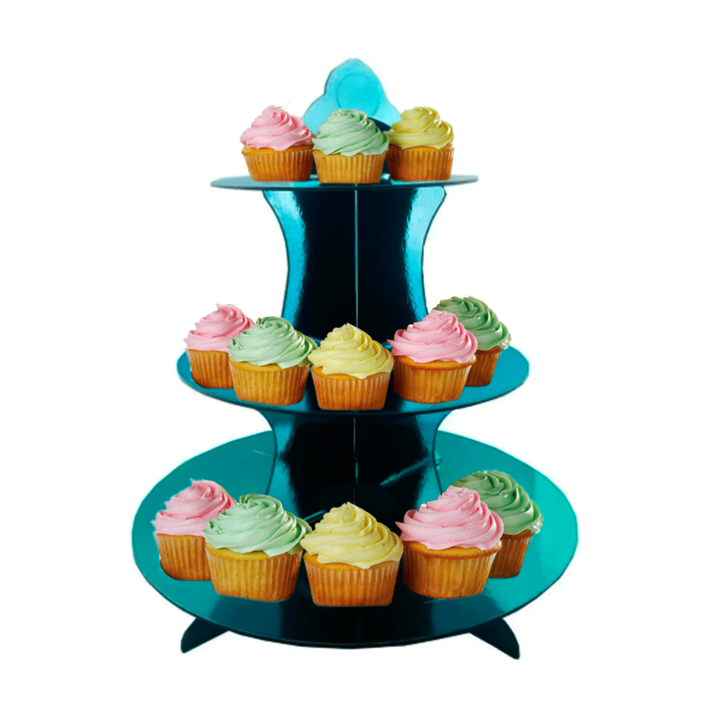 Torre Para Cupcakes Y Postres 3 Niveles Metalizada Azul – Panchis Cakes